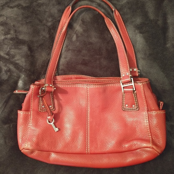 Fossil | Bags | Fossil Handbag Red Leather | Poshmark